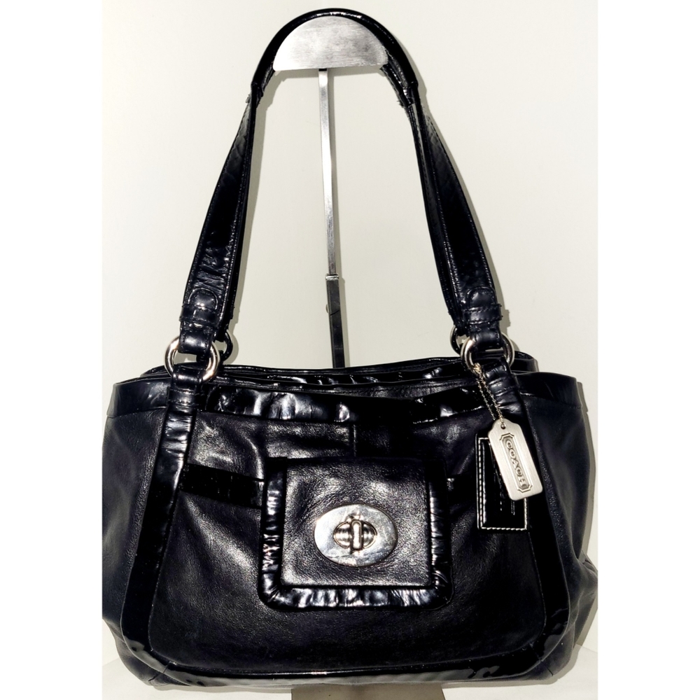 Coach 13601 Cricket Medium Black Leather Patent Trim … - Gem